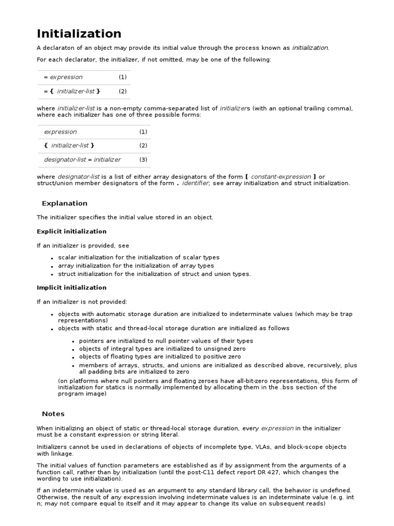 Initialization - Cppreference | PDF | Pointer (Computer Programming) | Computer Programming