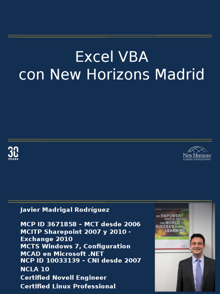 Diapositivas Vba para Excel | PDF | Macro (informática) | Visual Basic para Aplicaciones