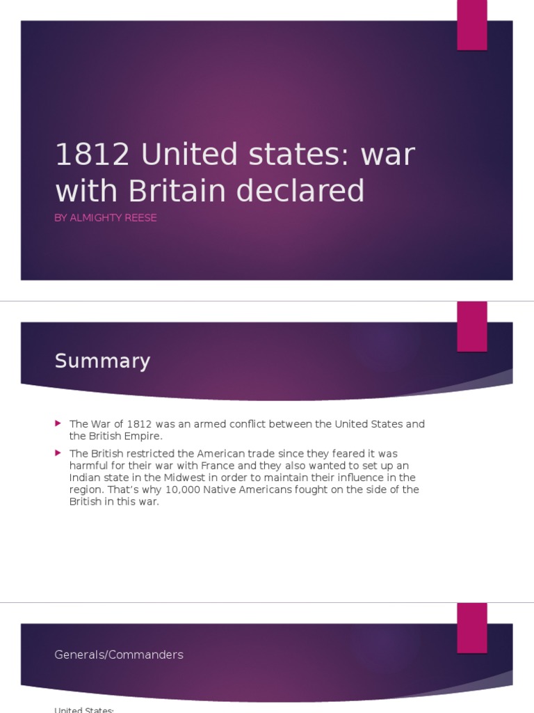 War of 1812: US vs. Britain Overview | PDF | History