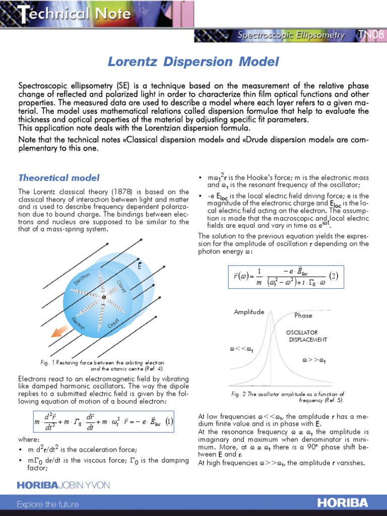Lorentz Dispersion Model Overview | PDF | Permittivity | Dielectric