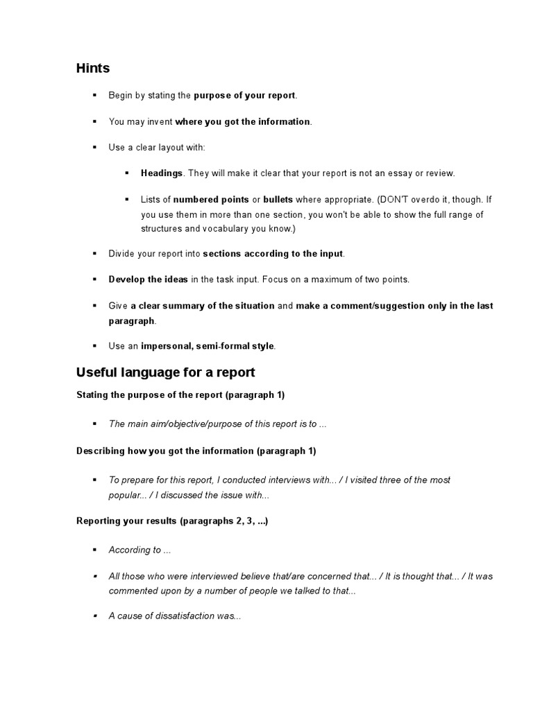 How To Write A Report. FCE | PDF