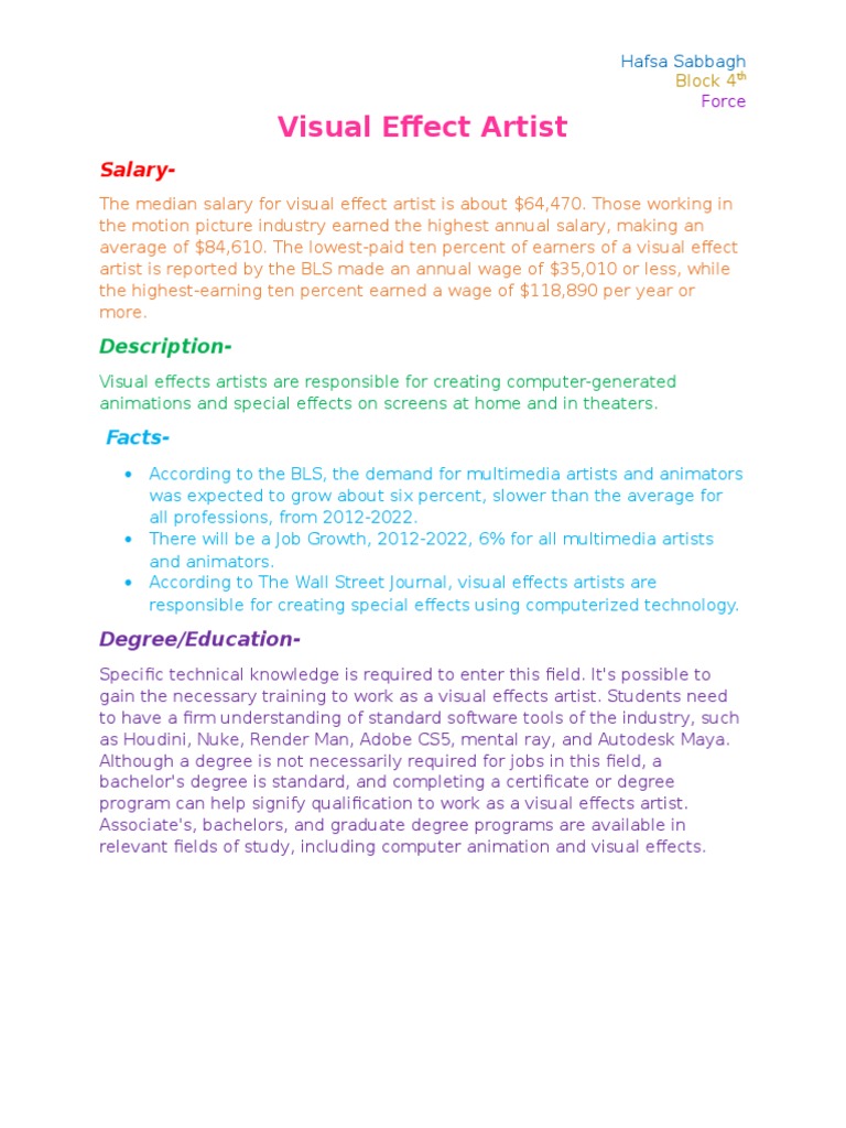 Visual Effects Career Insights | PDF | Career & Growth