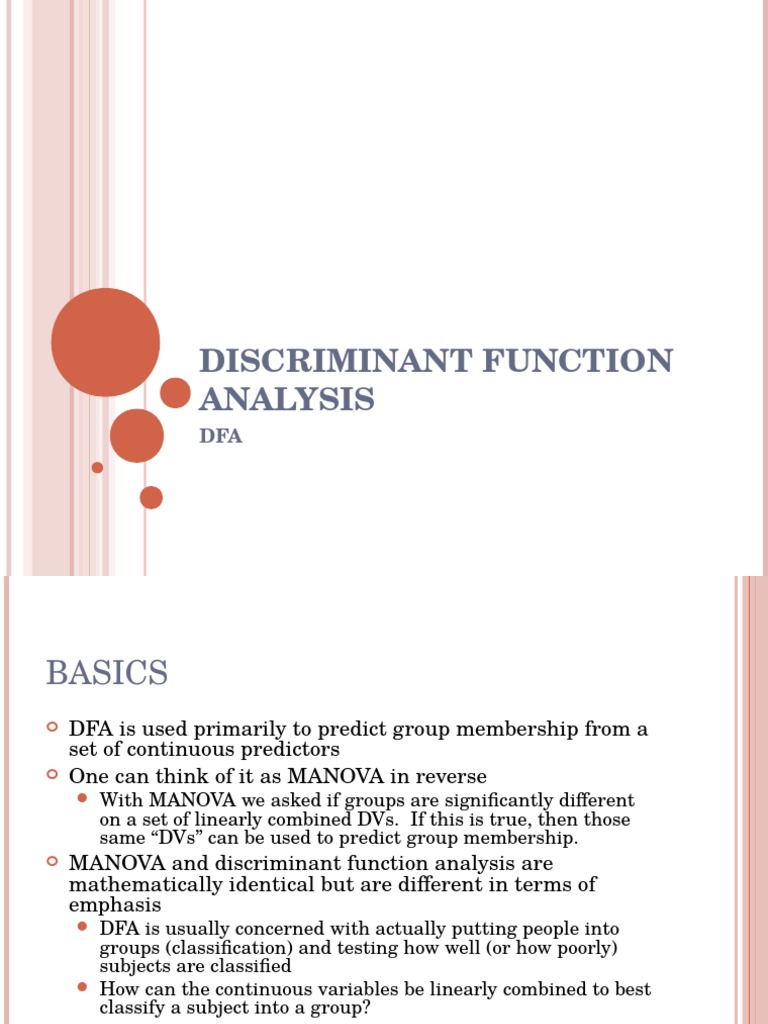 Discriminant Function Analysis | Statistical Classification ... Discriminant Function Analysis | Statistical Classification ...