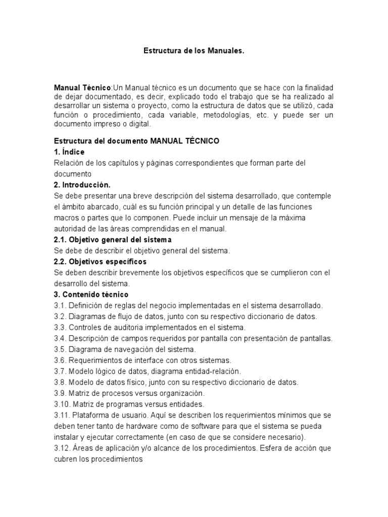 Estructura de Los Manuales | PDF | Software | Hardware de la computadora
