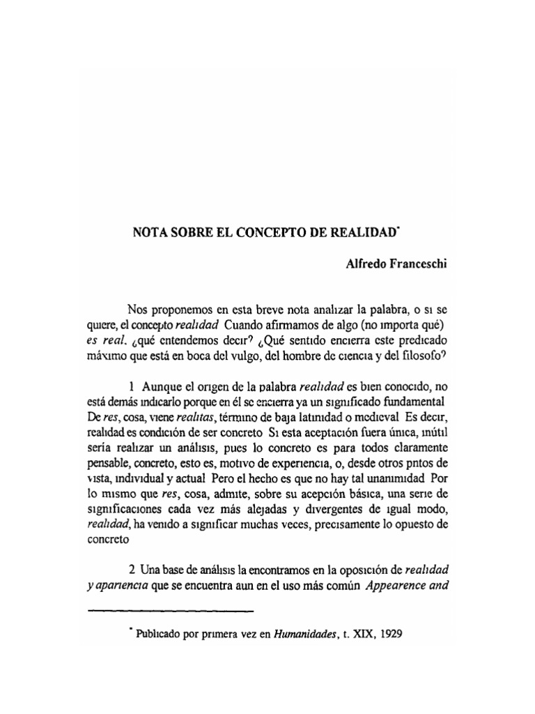 Artículo El Concepto de Realidad PDF | PDF | Realidad | Verdad