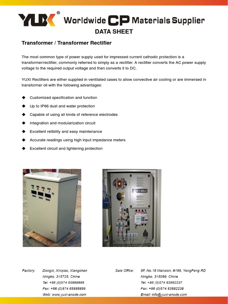 Data Sheet Transformer Rectifier (1).pdf | Rectifier | Transformer