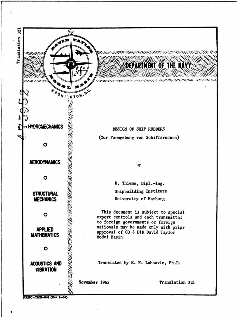 Design of Ship Rudders | PDF | Rudder | Flight Dynamics (Fixed Wing ...