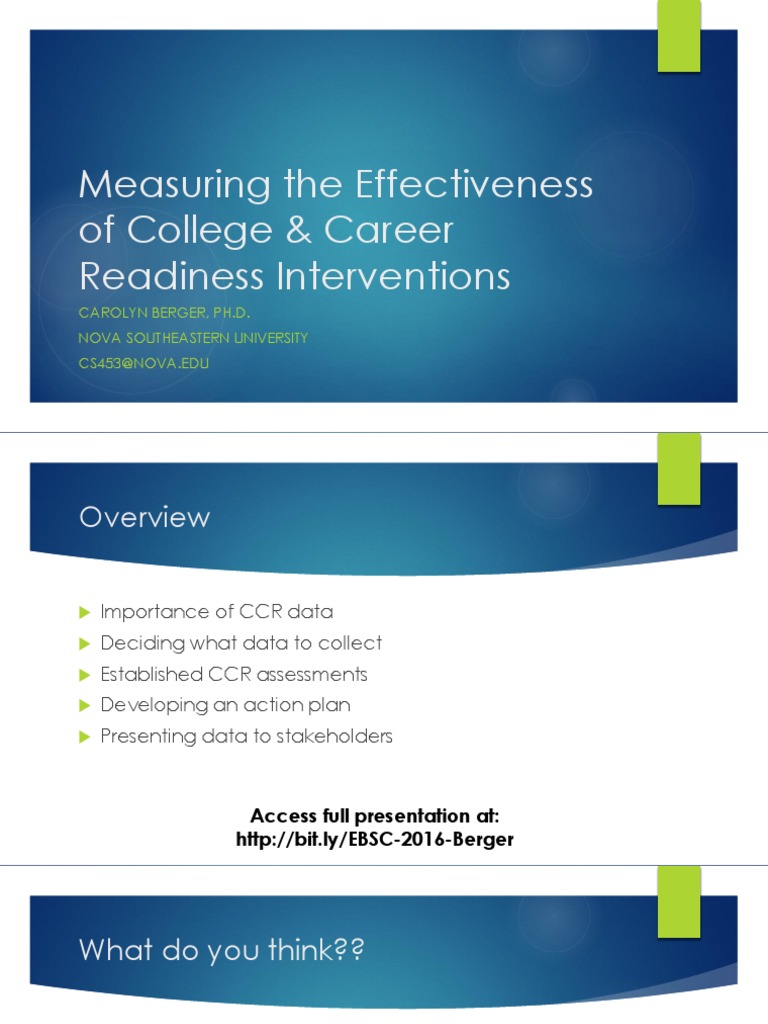 Measuring The Effectiveness of College & Career Readiness | PDF ...