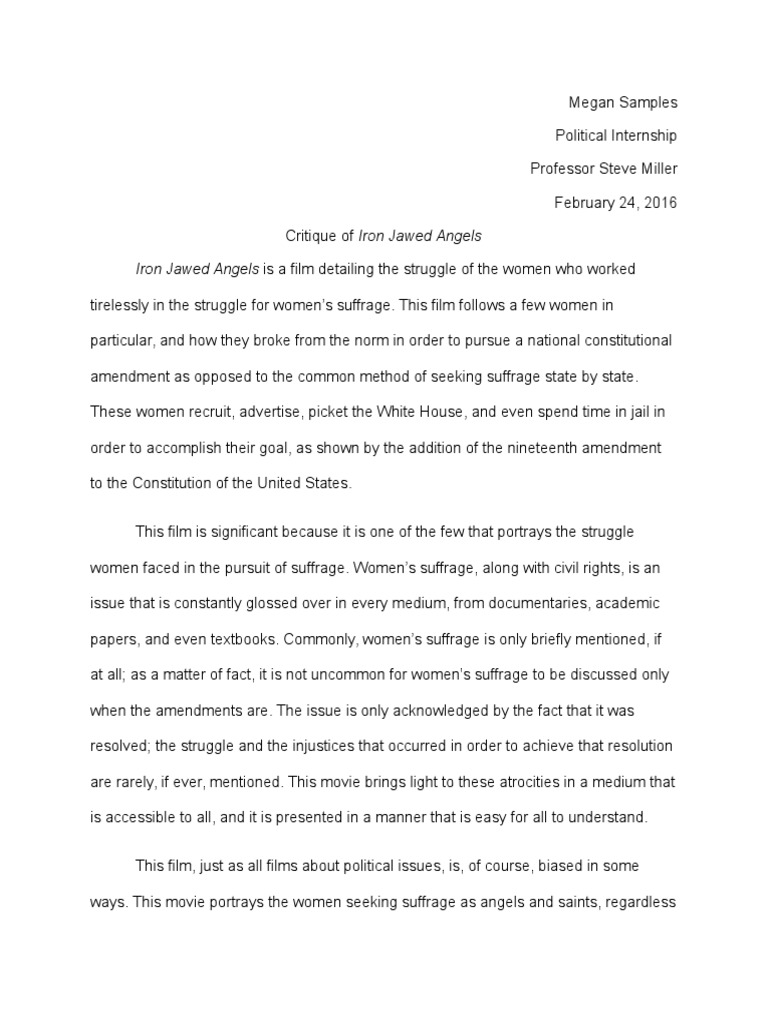 Iron Jawed Angels | PDF | Women's Suffrage | Suffrage