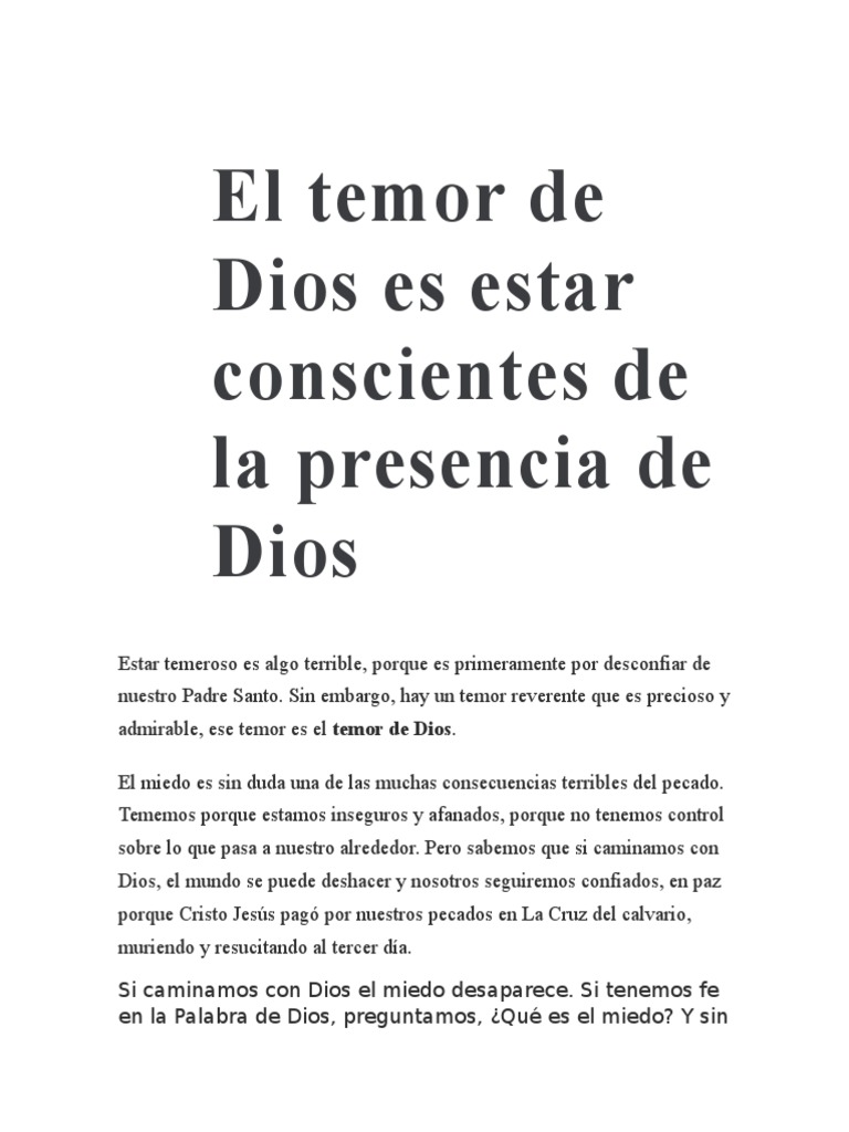El Temor de Dios | PDF | Temor | Pecado