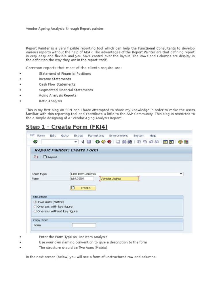 Vendor Ageing Analysis Through Report Painter | PDF | Business