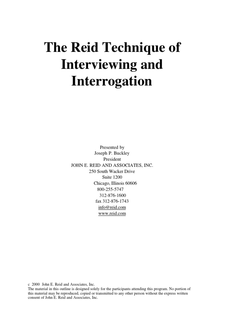 Judges Reid Technique of Interviewing and Interrogation | PDF ...