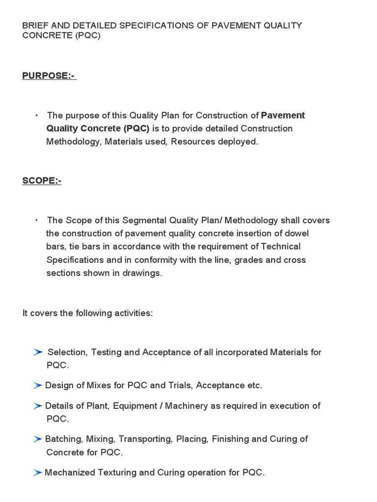 Pavement Quality Concrete (PQC) | PDF | Quality Assurance ...
