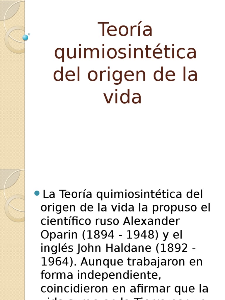 Teoría Quimiosintética Del Origen de La Vida | Sustancias químicas ...