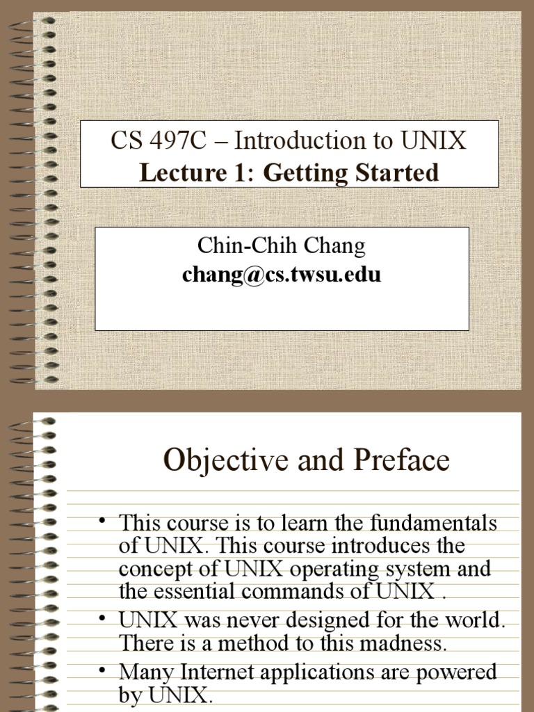 Cs 497c Introduction To Unix Lecture 1 Getting Started Pdf Unix 0342