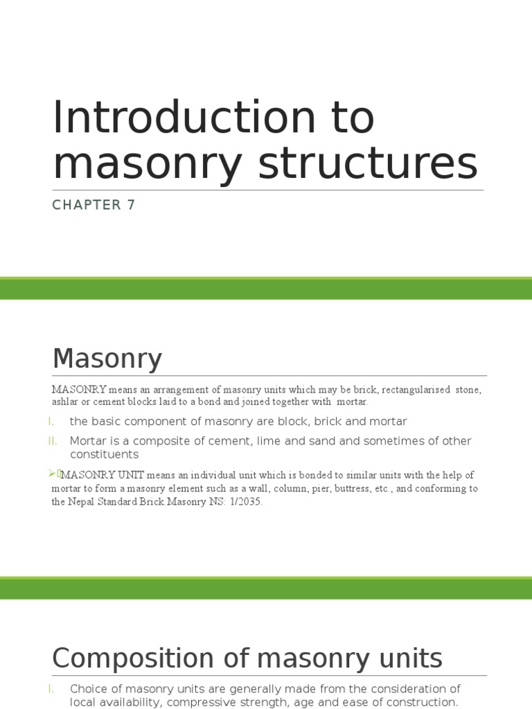 Introduction to Masonry Structures | PDF | Masonry | Brick