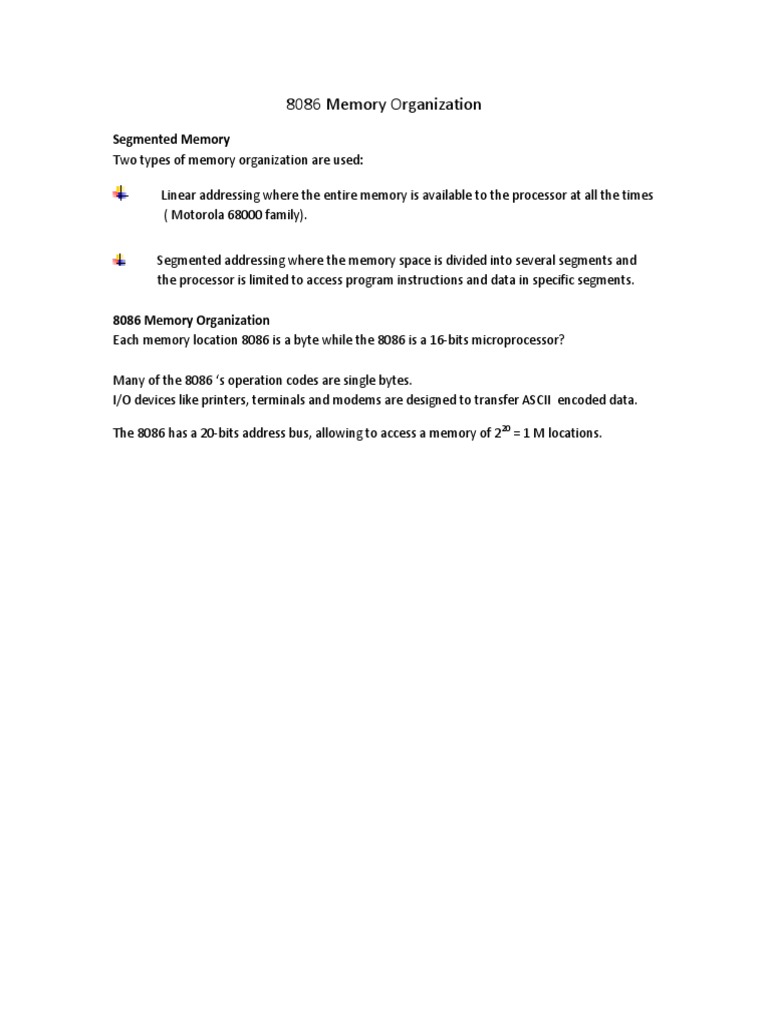 8086 Memory Organization | PDF | Computer Data Storage | Computer Memory