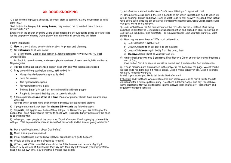 Effective Door-Knocking Strategies | PDF | Plan Of Salvation (Latter ...