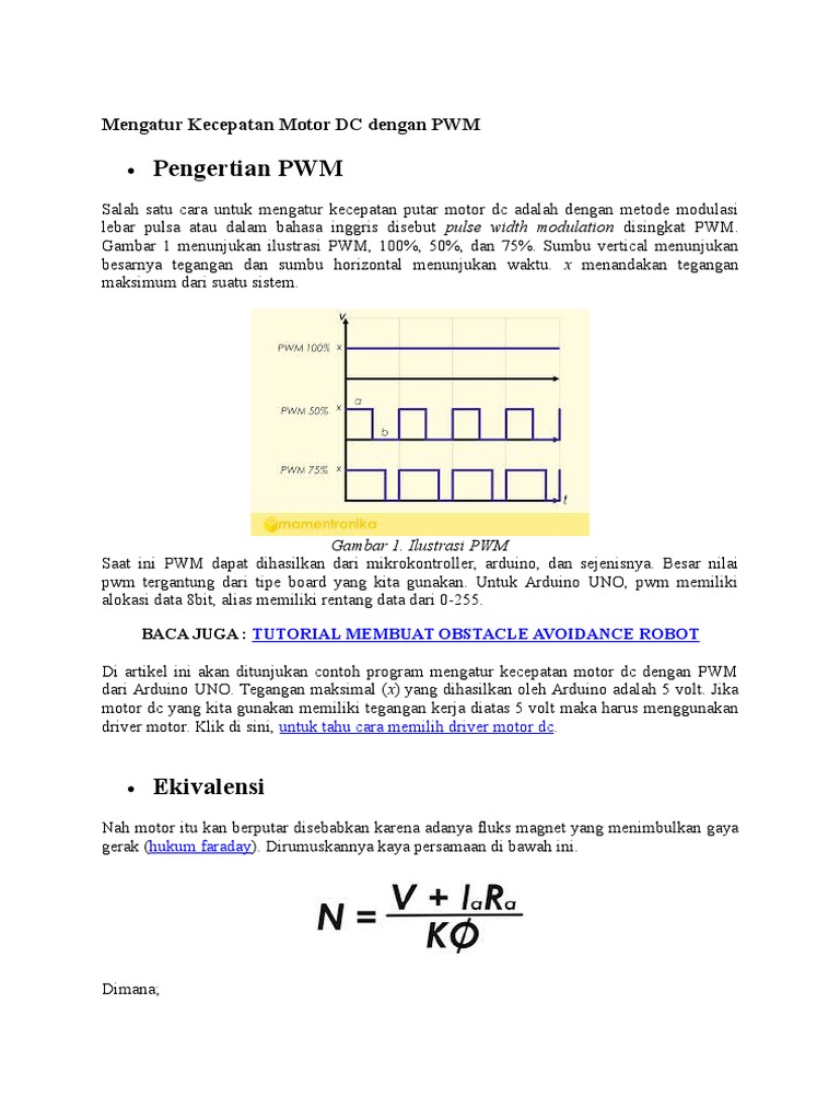 Mengatur Kecepatan Motor DC Dengan PWM | PDF