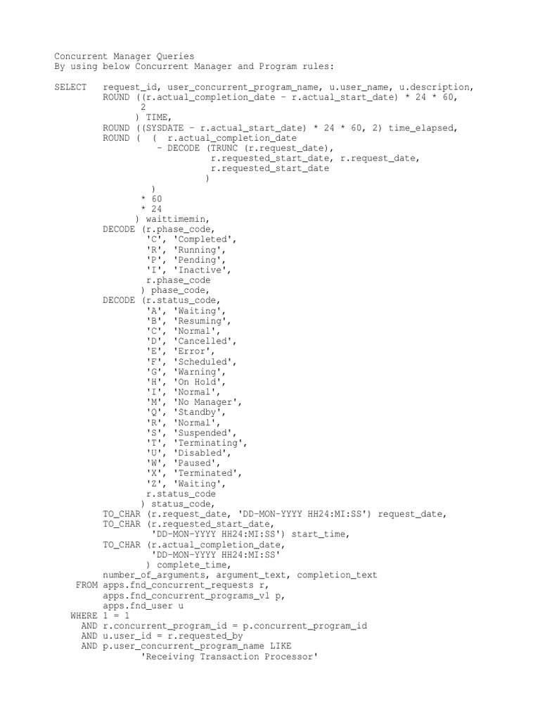 Concurrent Manager Queries | Download Free PDF | Data Management | Areas Of Computer Science