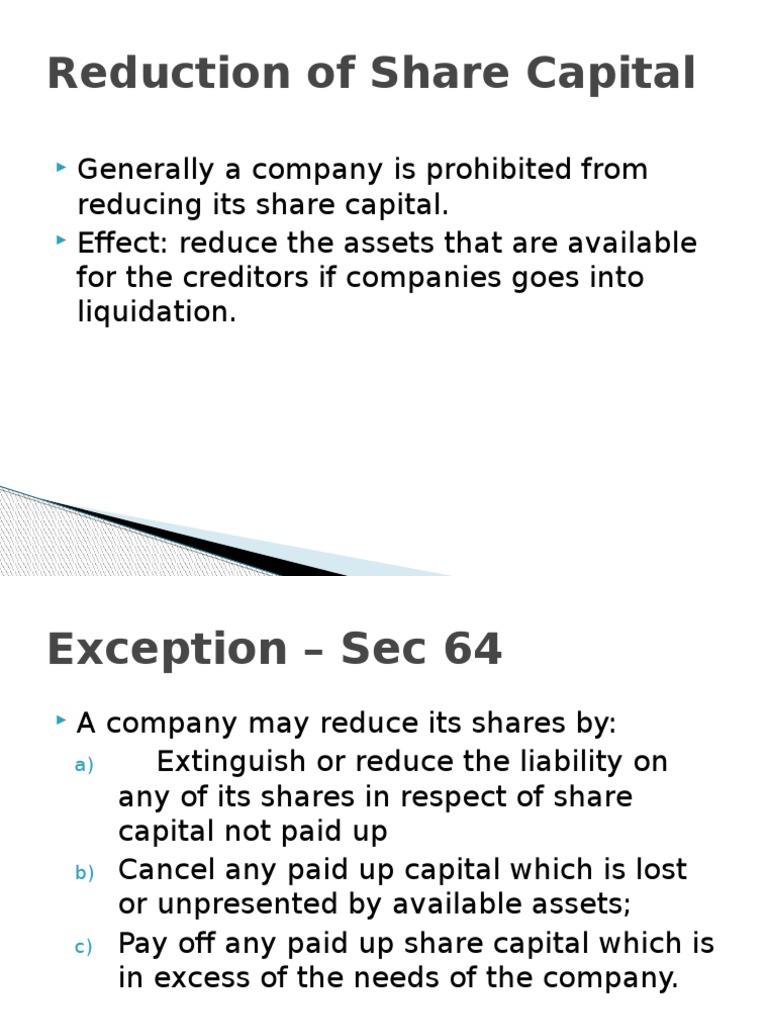Reduction of Share Capital | PDF | Dividend | Loans