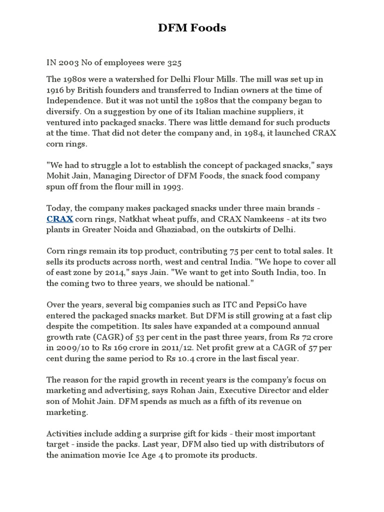 DFM Foods | PDF | Wheat | Sales