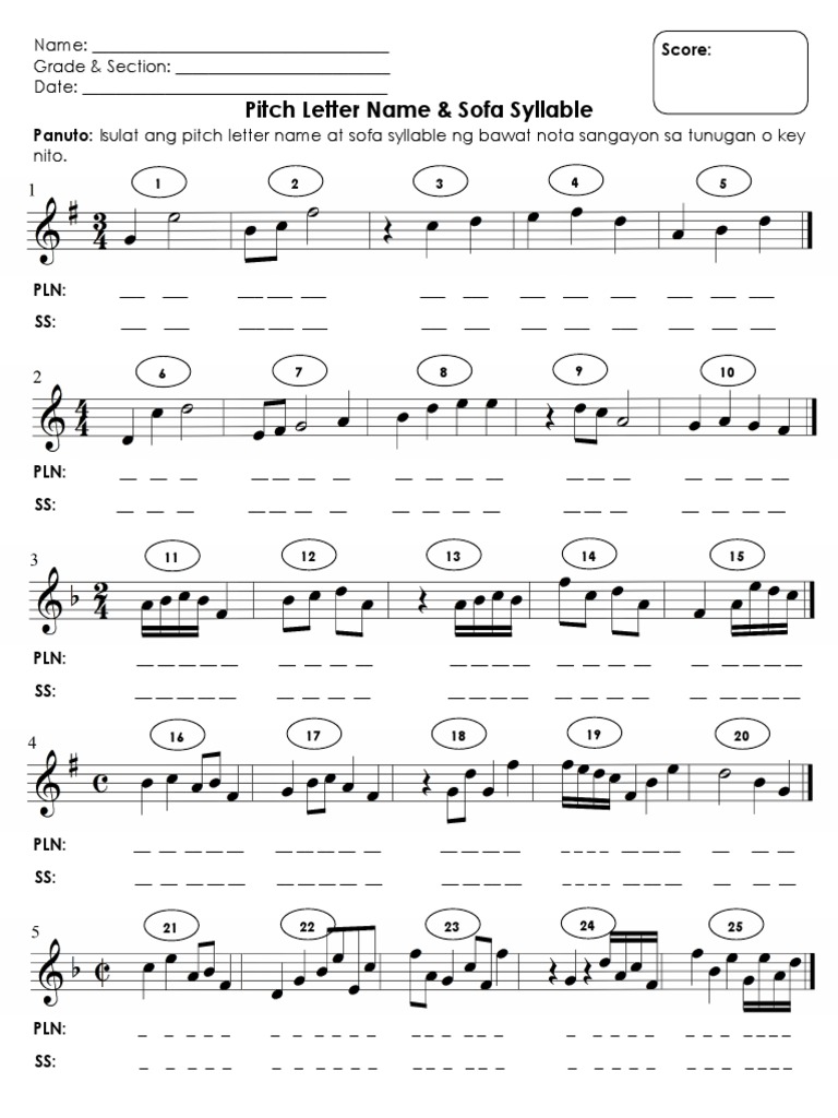 Pitch Letter Name and Sofa Syllable | PDF