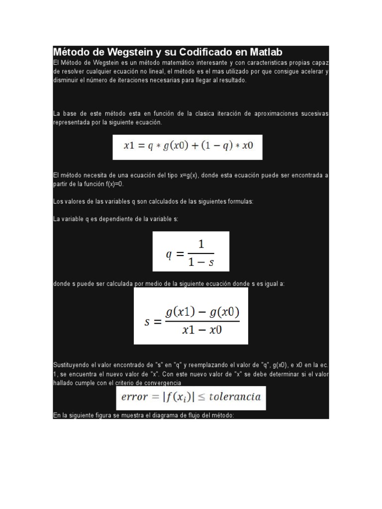 Método de Wegstein y Su Codificado en Matlab | PDF