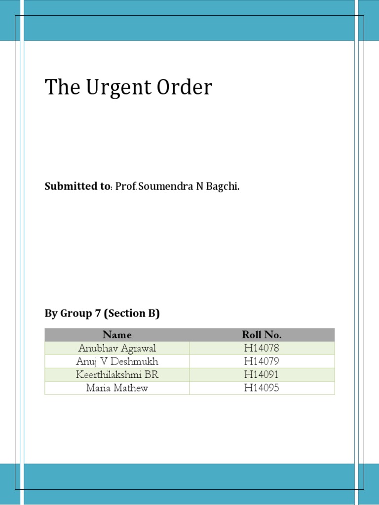 the urgent order | Performance Appraisal | Procurement