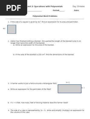 Multiplying Polynomials Word Problems