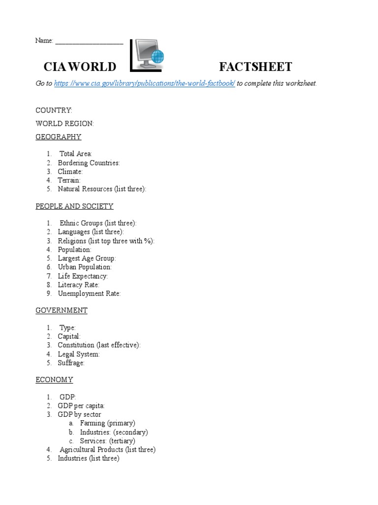 CIA World Factsheet Template | PDF