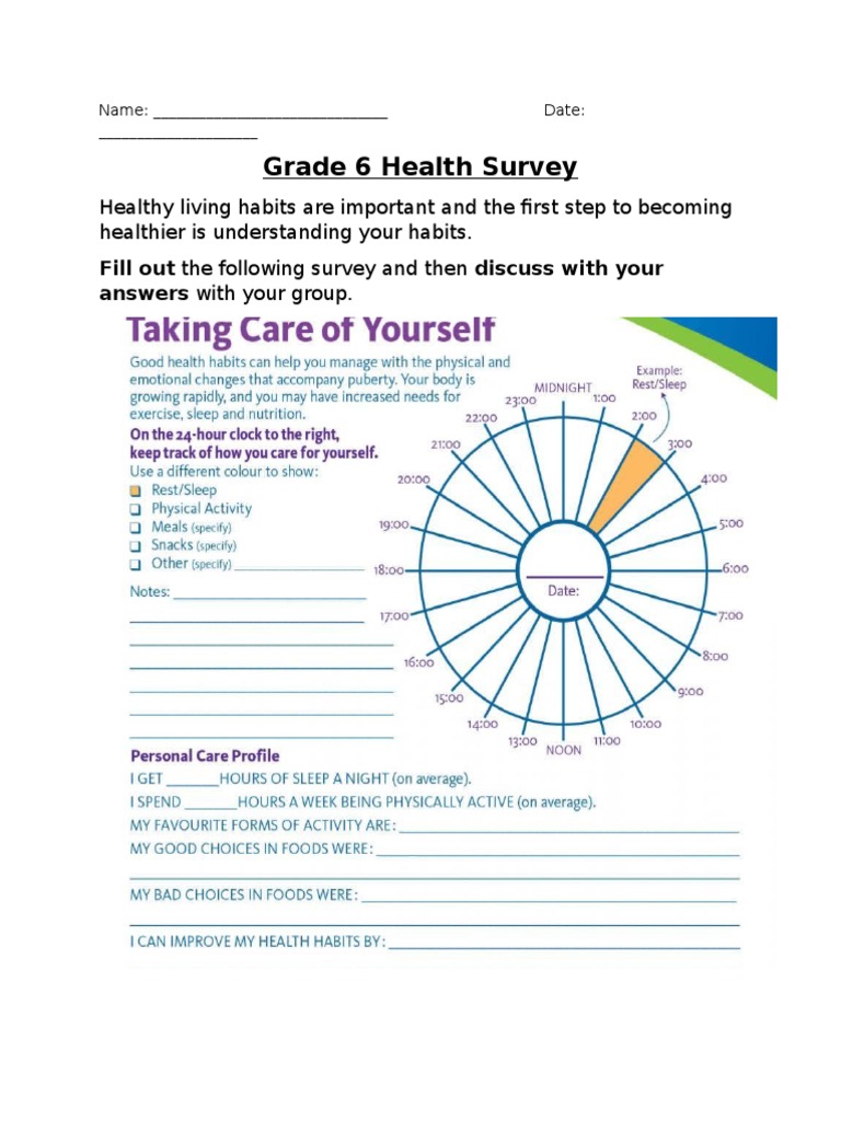 Grade 6 Health Habits Survey | PDF | Career & Growth | Lifestyle