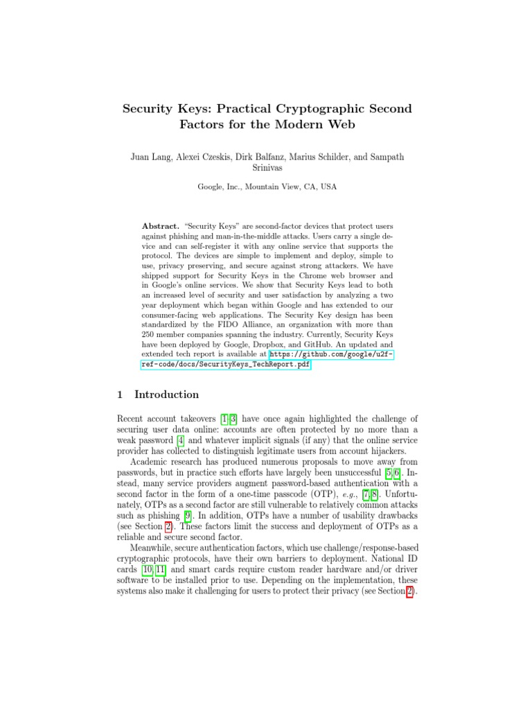 Security Keys: Practical Cryptographic Second Factors For The Modern ...
