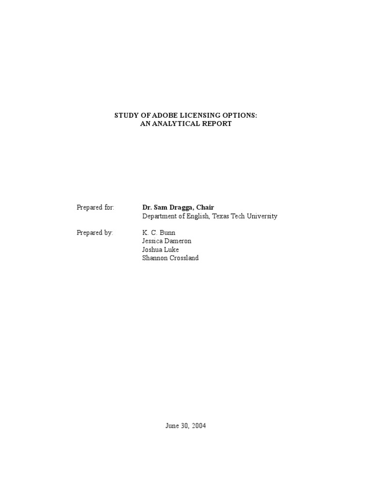 Study of Adobe Licensing Options: An Analytical Report | PDF | Course ...
