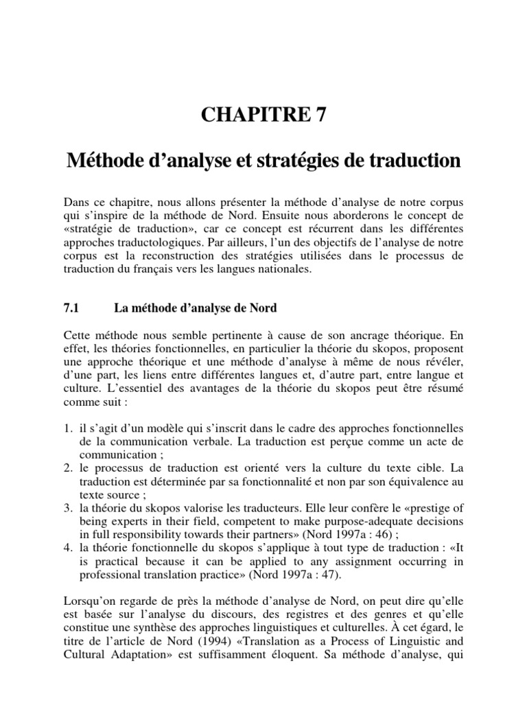 Méthode D'analyse en Traduction | PDF | Traductions | Phrase