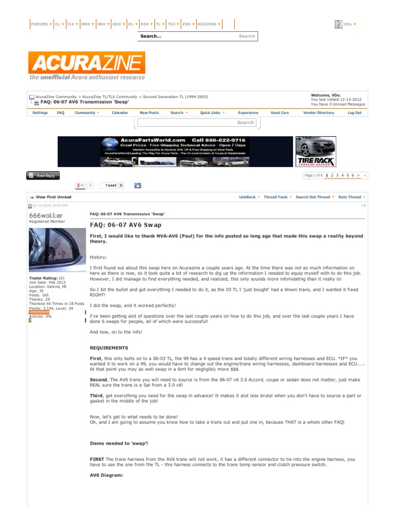 06-07 AV6 Transmission Swap | PDF | Vehicle Technology | Land Vehicles