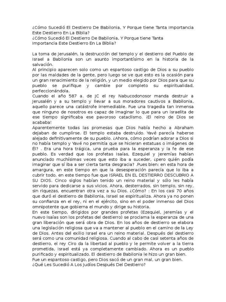 Cómo Sucedió El Destierro de Babilonia | PDF | Cautiverio babilónico ...