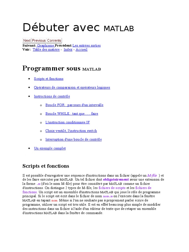 Débuter Avec MATLAB | PDF | Structure de contrôle | MATLAB
