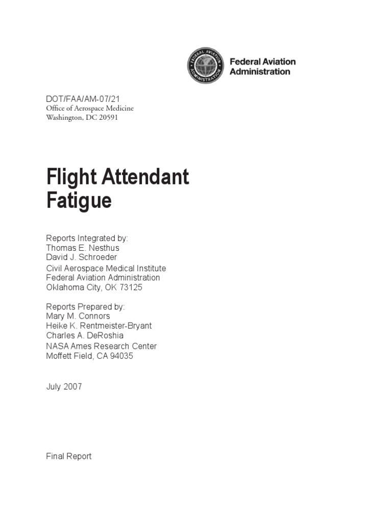 FAA FA Fatigue 2007 | PDF | Shift Work | Sleep
