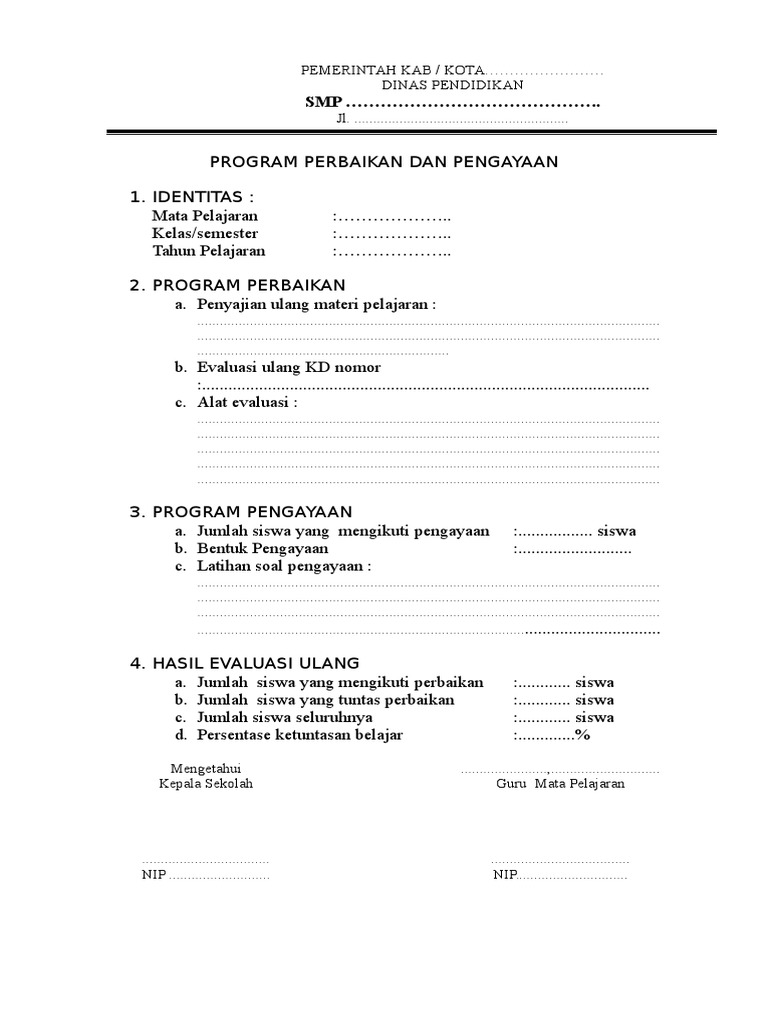 Program Perbaikan Dan Pengayaan Baru | PDF