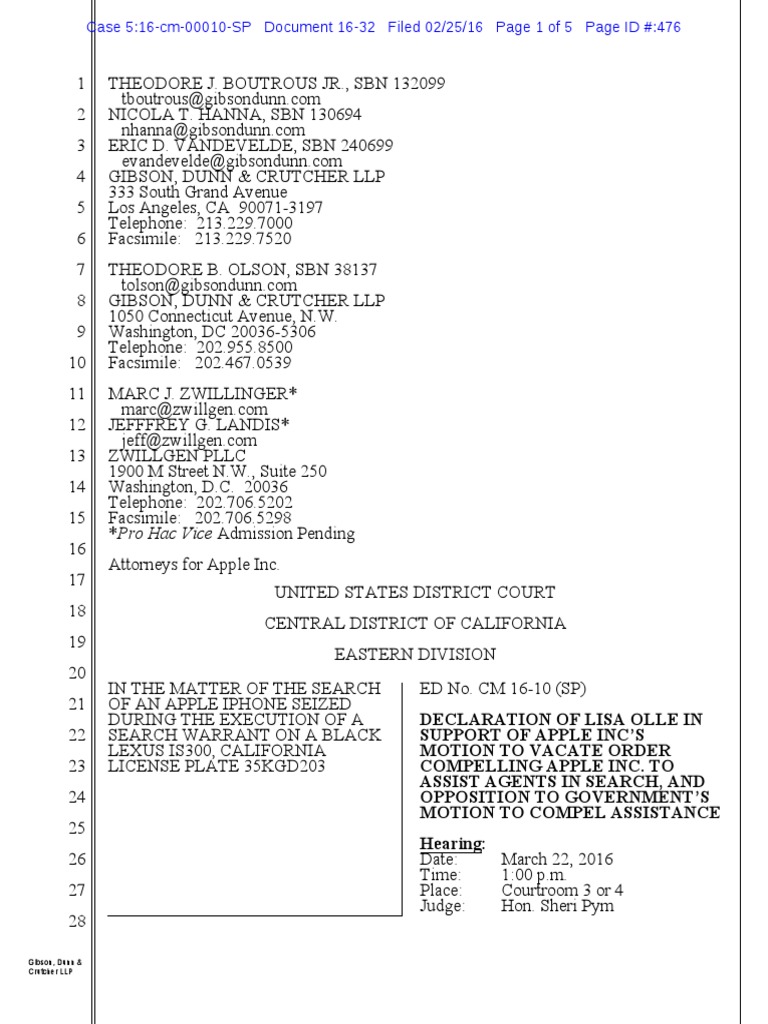 Lisa Olle Declaration in Support | Download Free PDF | Judiciaries ...