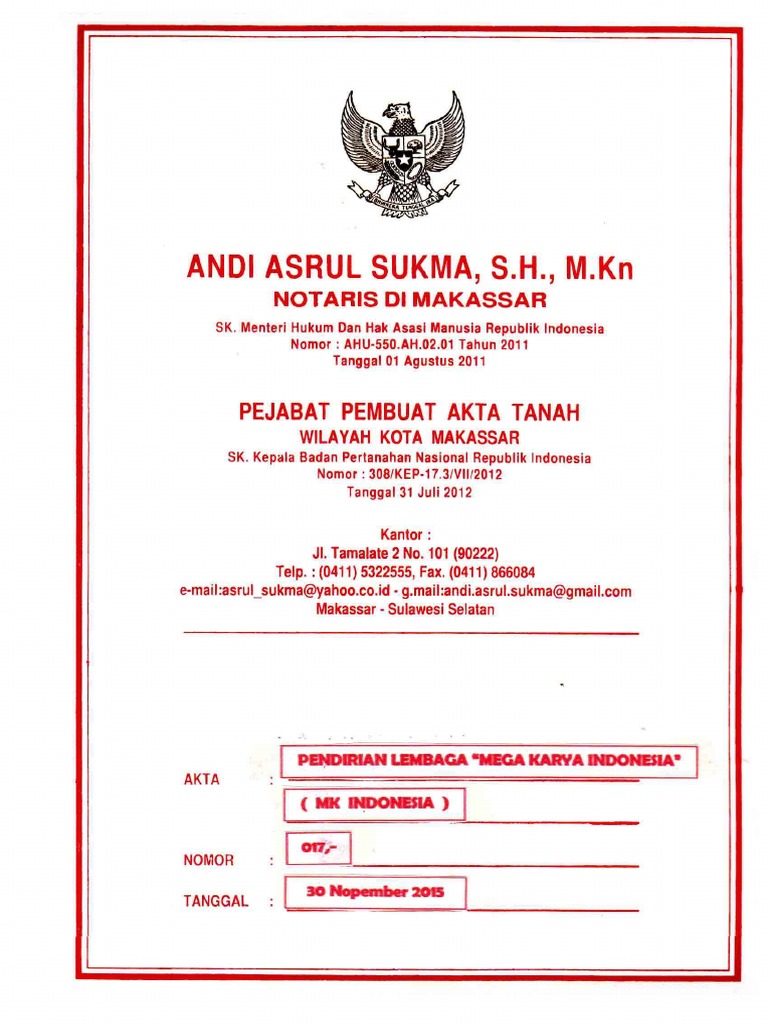 Akta Pendirian | PDF