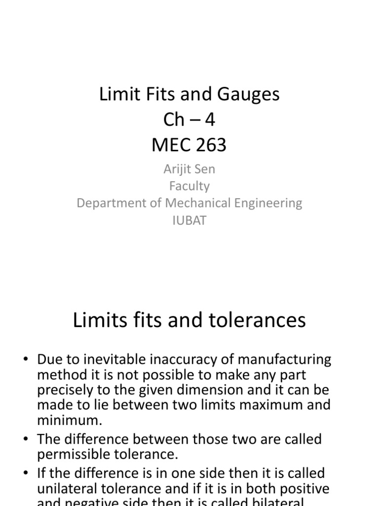 Understanding Limits, Fits, Tolerances and Gauging Systems for ...