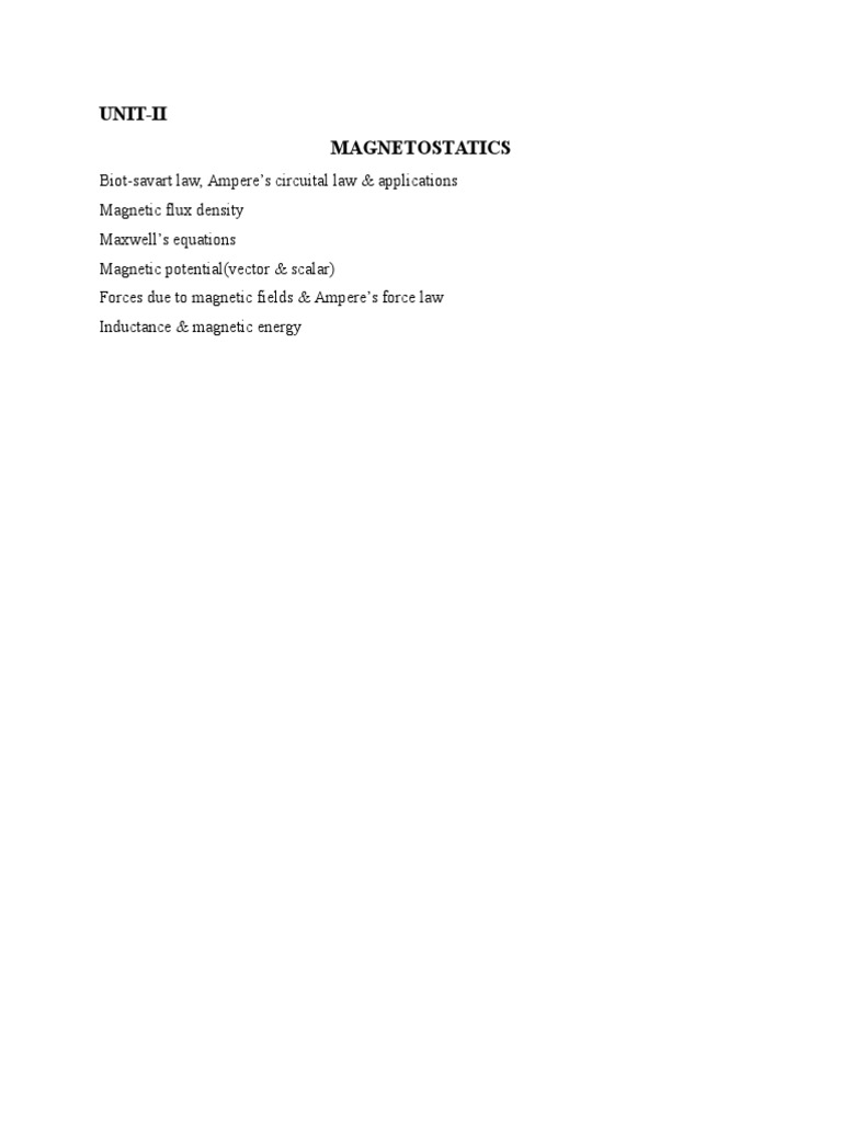 Magnetostatics Notes | PDF | Inductance | Magnetic Field