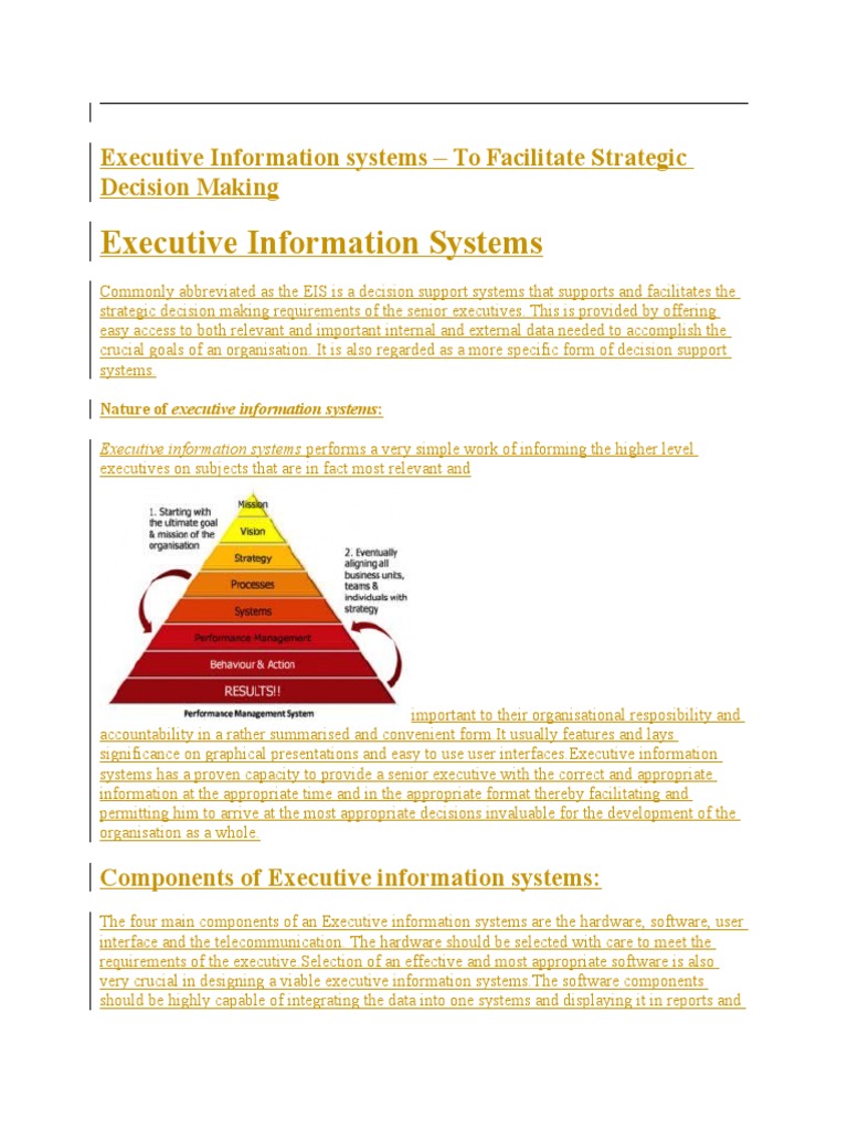 Executive Information Systems | PDF | Systems Science | Information ...