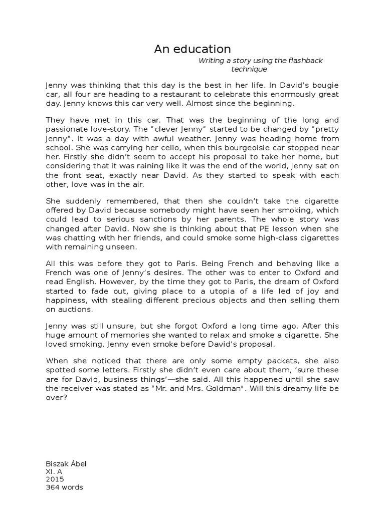 An Education: Writing A Story Using The Flashback Technique | PDF