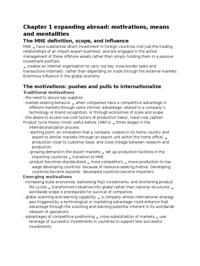 MNE Internationalization Strategies | PDF | Internationalization | Exports