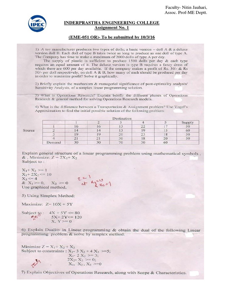 Assignment No-1 EME-051 or | PDF
