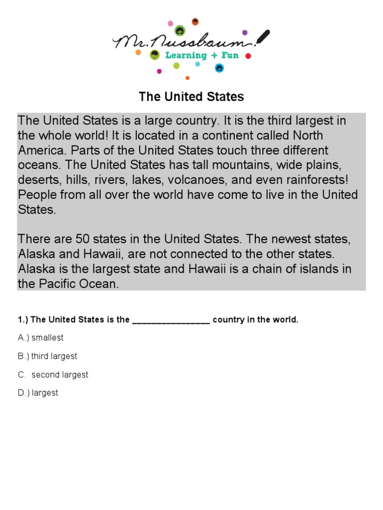 1.) The United States Is The - Country in The World | PDF | Politics ...