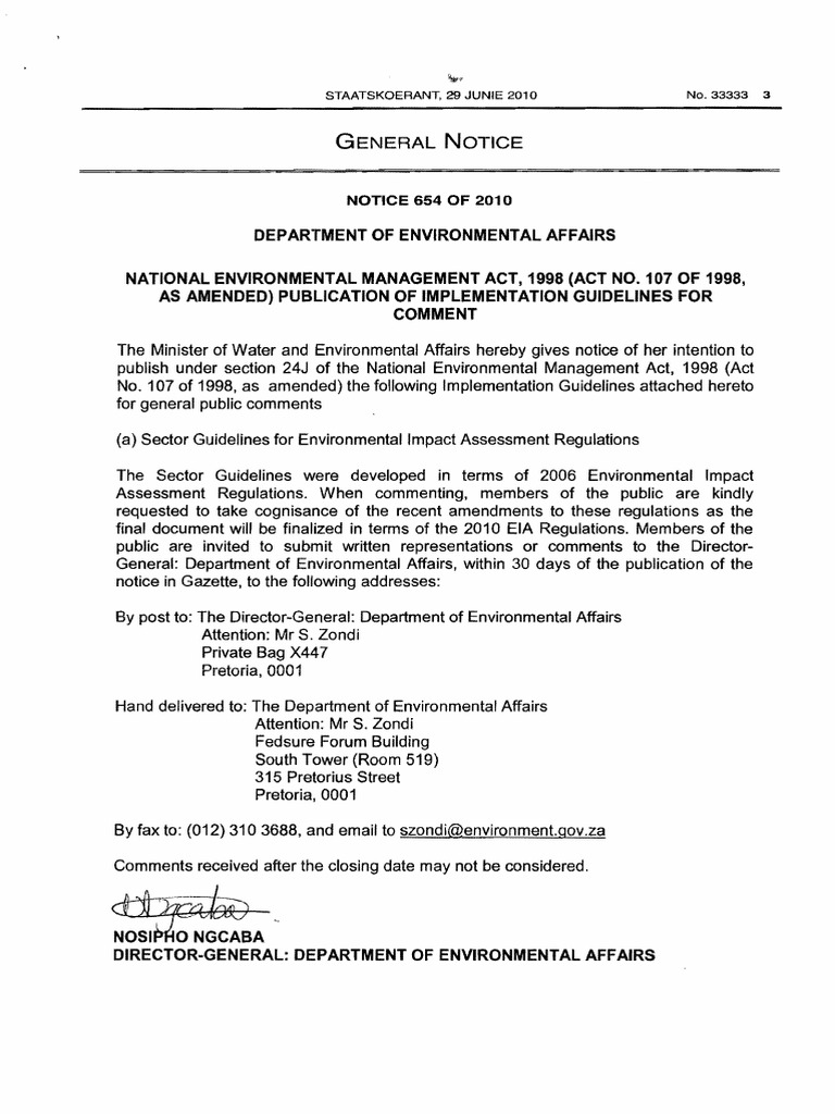 Nema Guidelines | PDF | Environmental Impact Assessment | Public ...